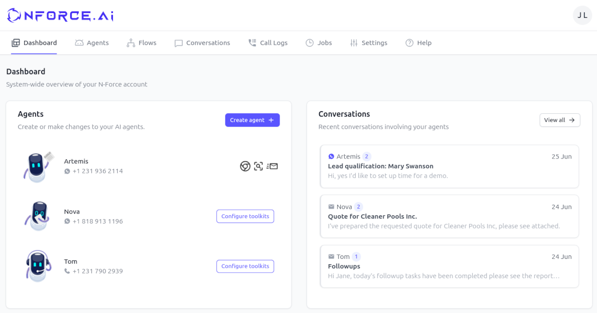 N-Force: AI-driven virtual assistants for your business.